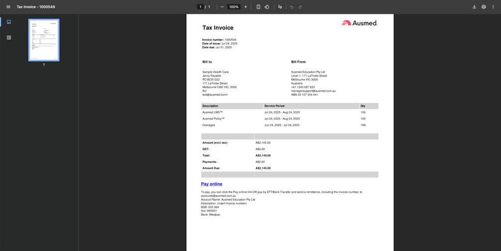 Accessing and Downloading Your Tax Invoice
